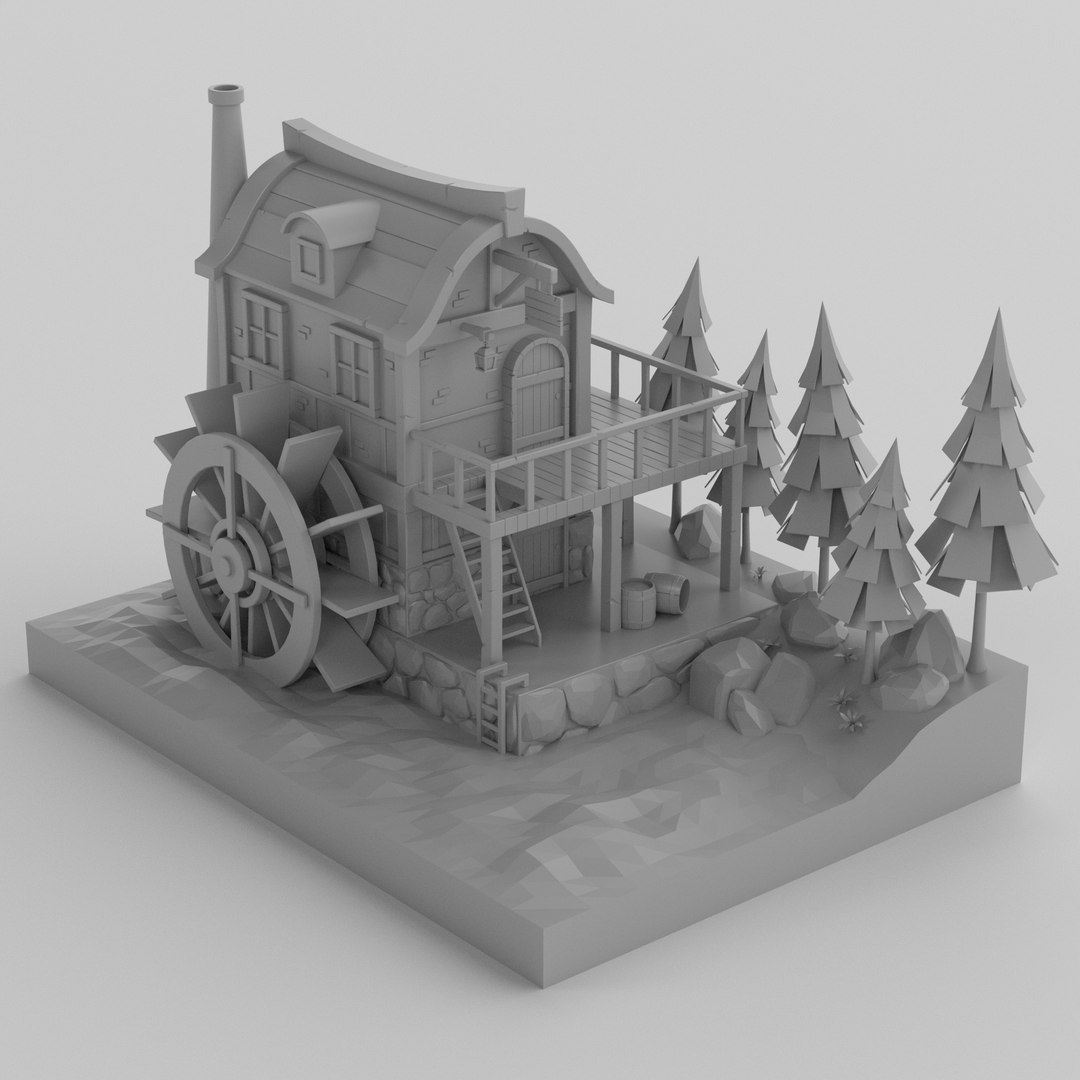 3D Model Stylized Watermill 01 - TurboSquid 1806827