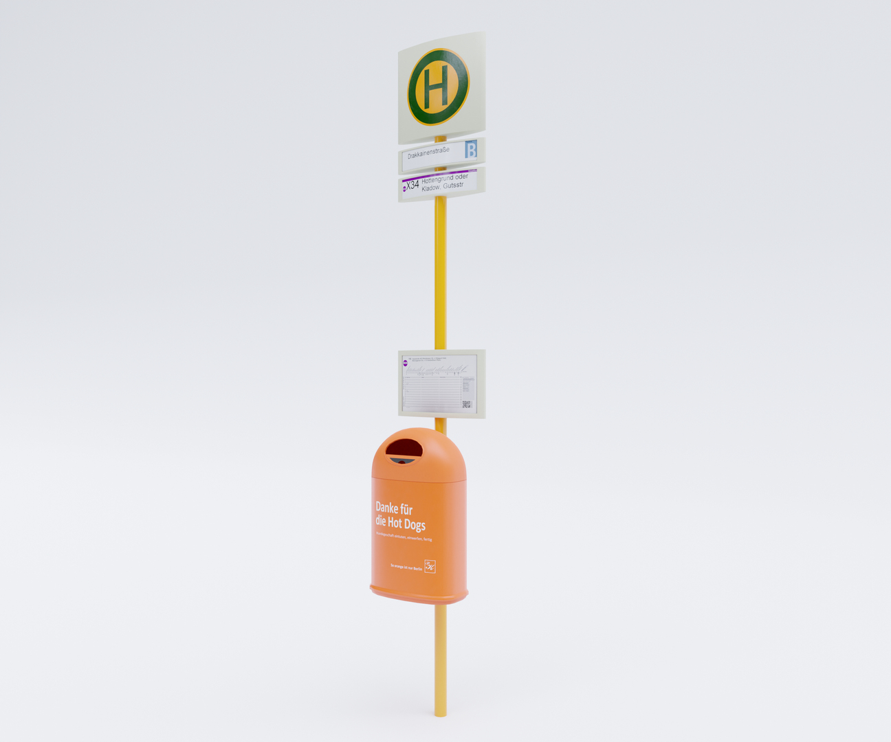 Free Berlin Bus Stop Sign Recycle Bin 3D - TurboSquid 1869112