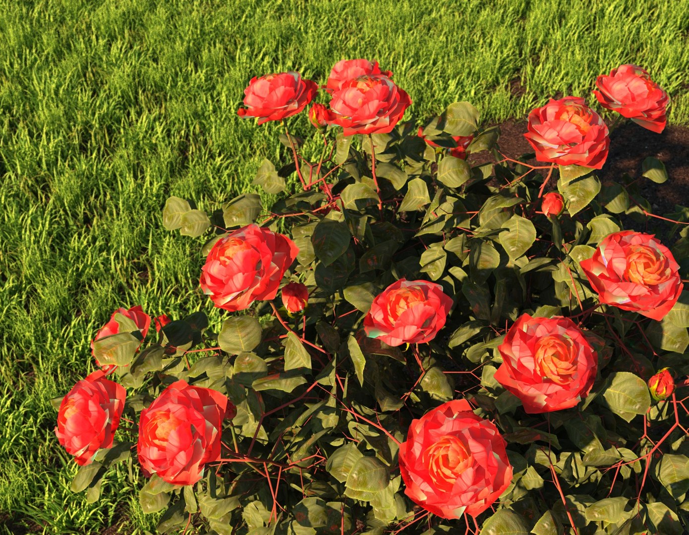 3D Model Realistic Rose Bush - TurboSquid 1389859