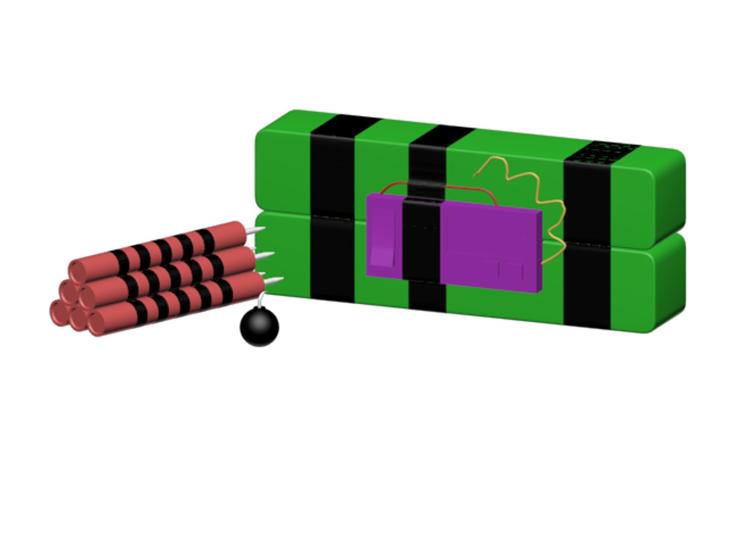 Cartoon Bomb Pack 3d Model