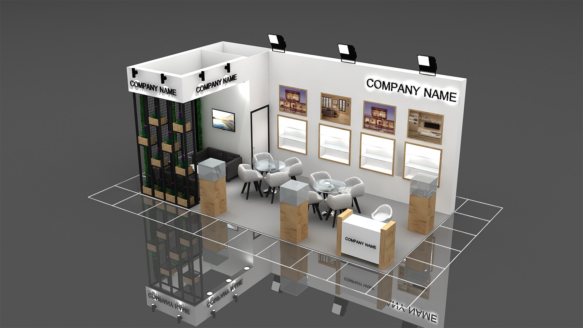 3D Model Booth Exhibition Stand Stall 4x8m Height 366 Cm 3 Side Open 3D ...