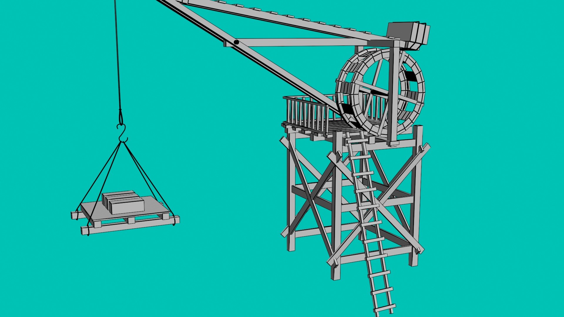 Medieval Crane 3D Model - TurboSquid 1557391