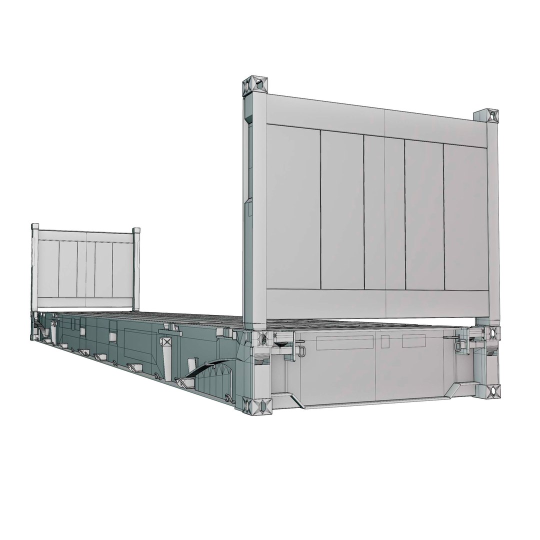 40FT Flush Folding Flatrack 3D - TurboSquid 2174687