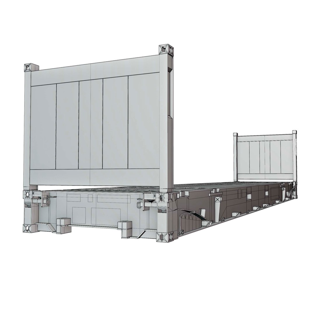 40FT Flush Folding Flatrack 3D - TurboSquid 2174687