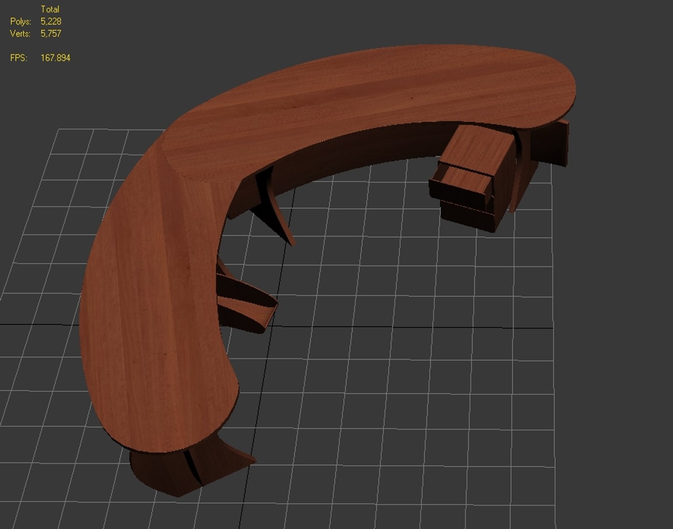 3dsmax Curved Office Desk