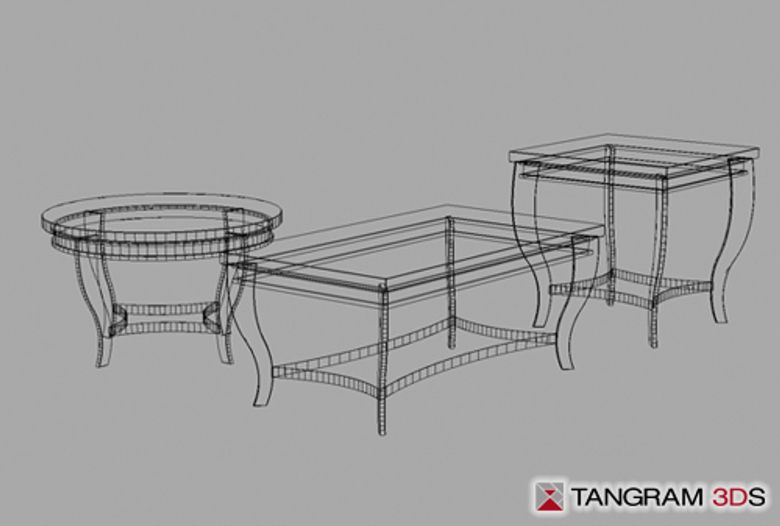 3d model living room table set