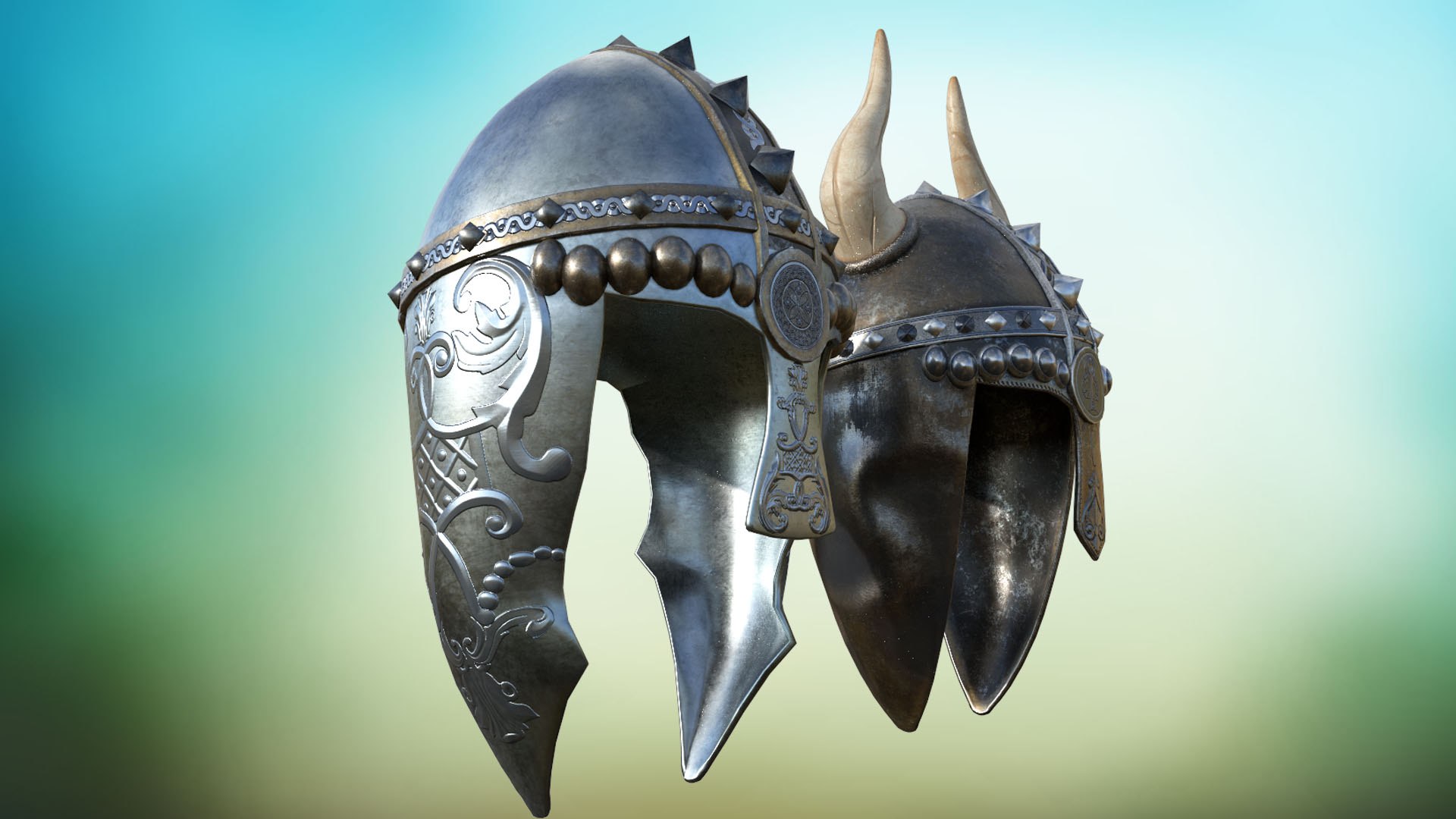3D Stylized Metal Helmet Of A Knight PBR Game Ready Low-poly 3D Model ...
