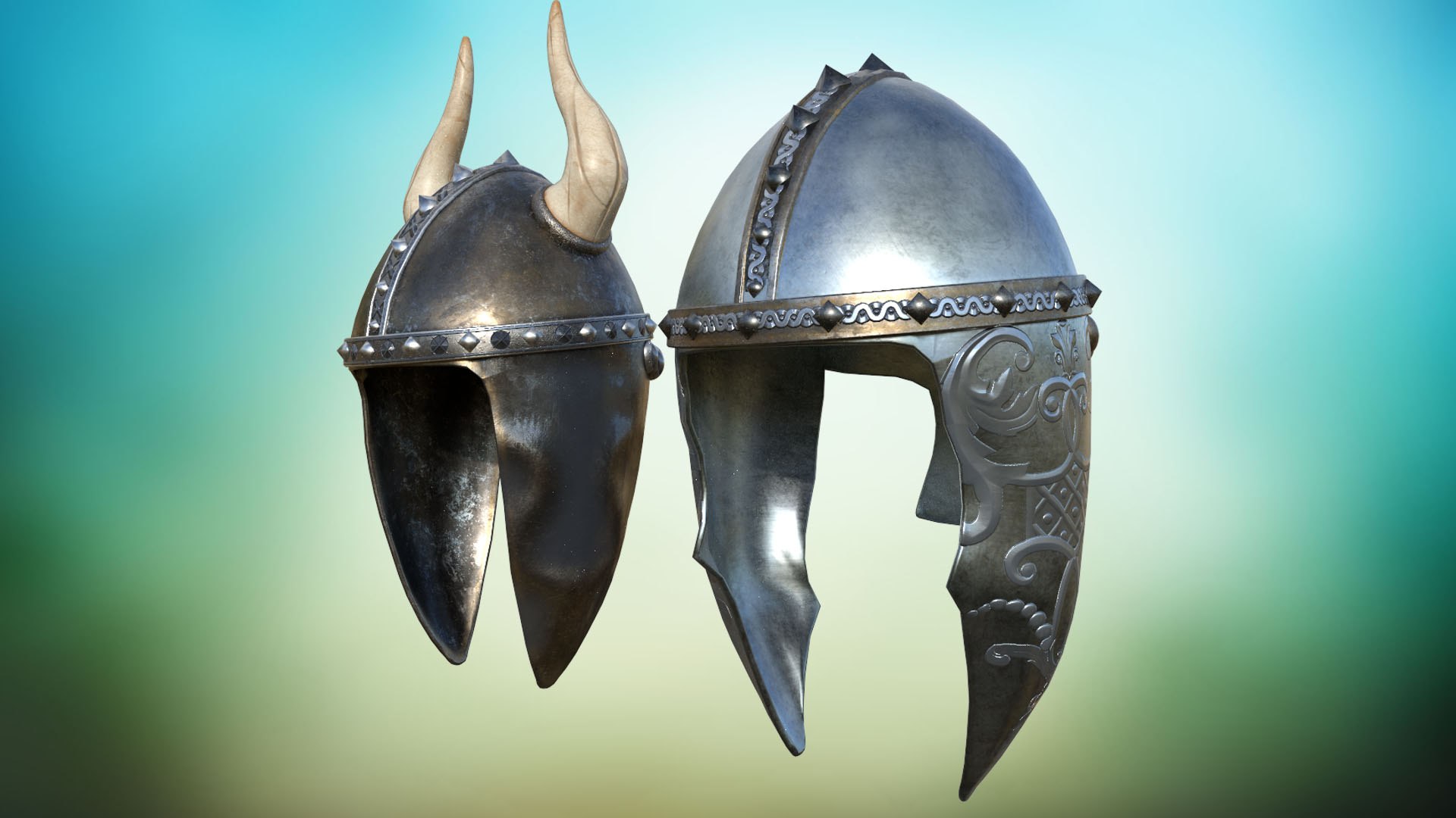 3D Stylized Metal Helmet Of A Knight PBR Game Ready Low-poly 3D Model ...
