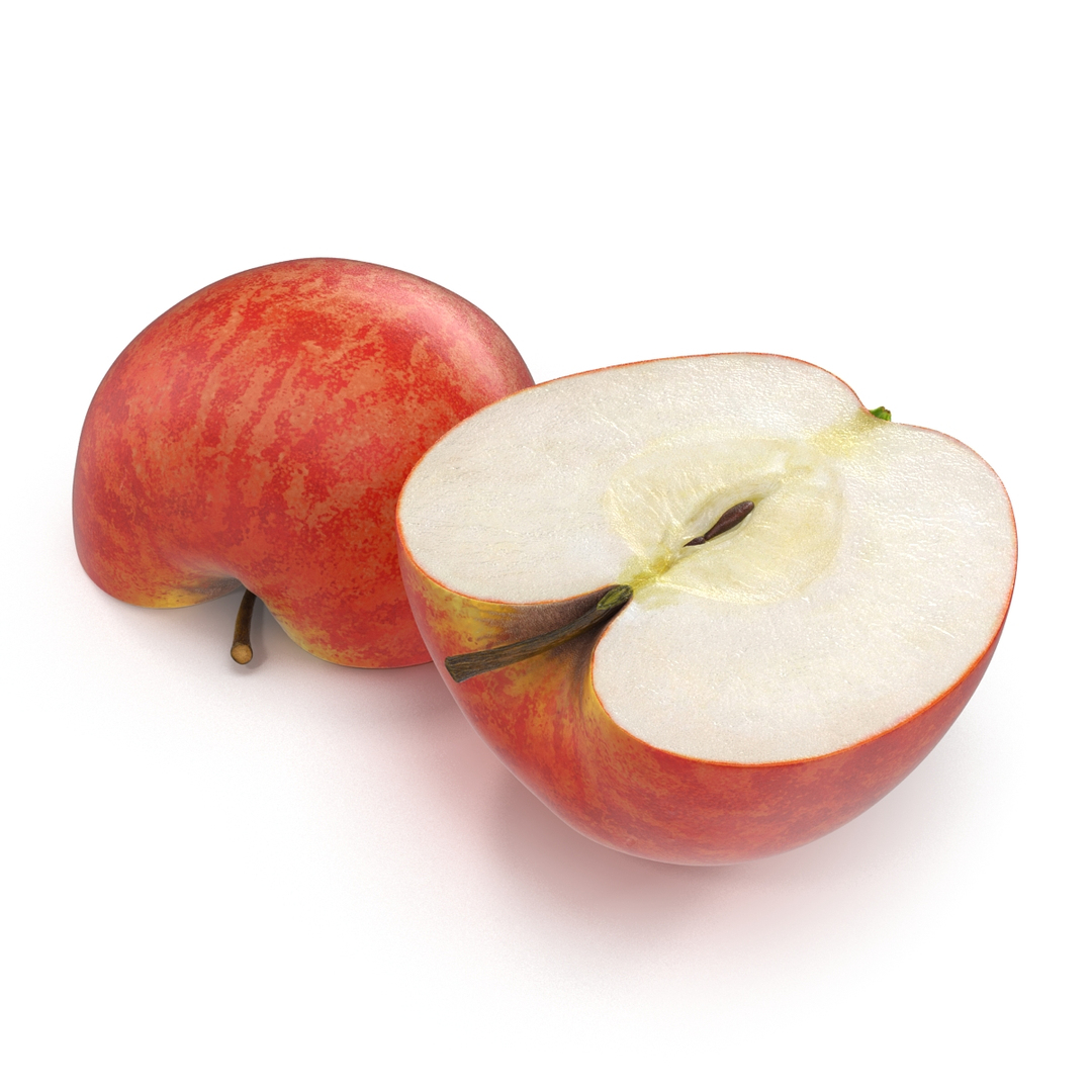 obj half red apple