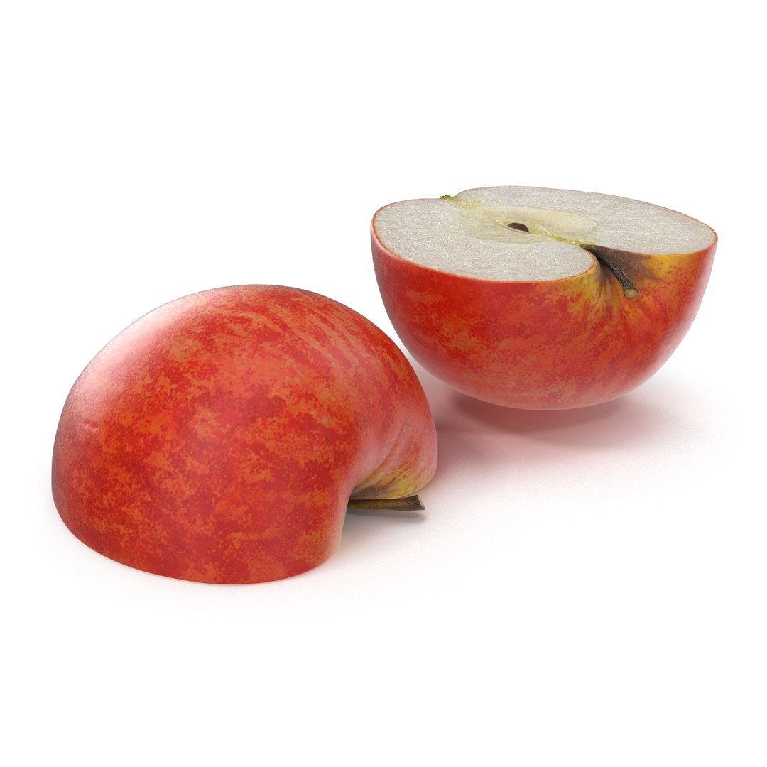 obj half red apple