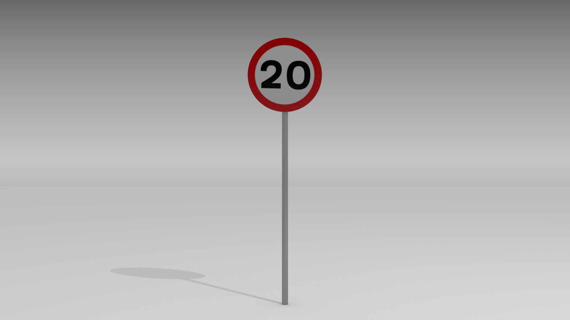 20 Speed Limit Sign 3d Model