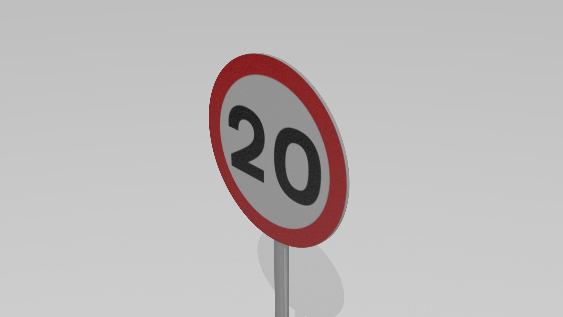 20 Speed Limit Sign 3d Model