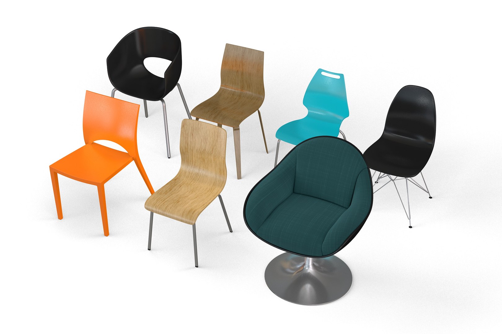 3D Designer Chairs Set - TurboSquid 2215247