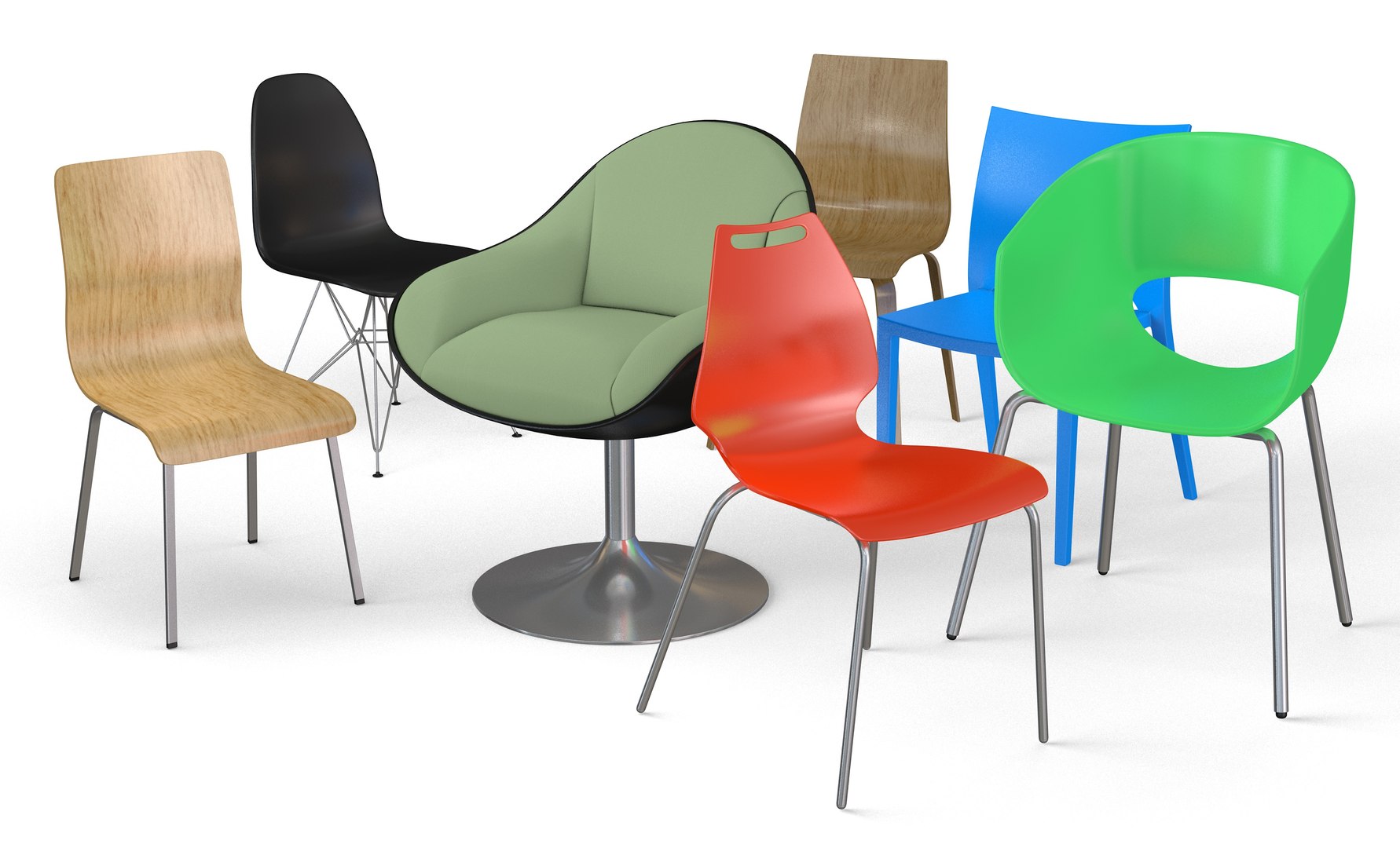 3D Designer Chairs Set - TurboSquid 2215247
