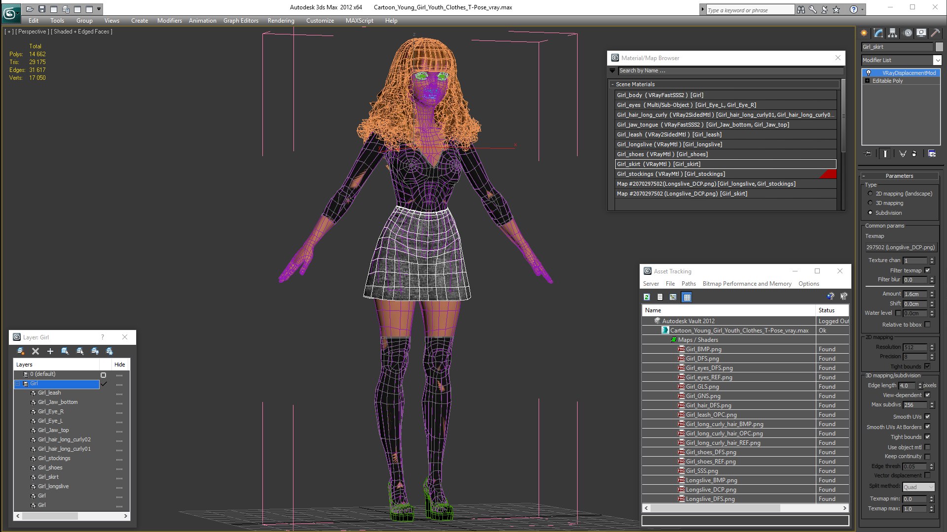Cartoon Young Girl Youth 3D Model - TurboSquid 1439625