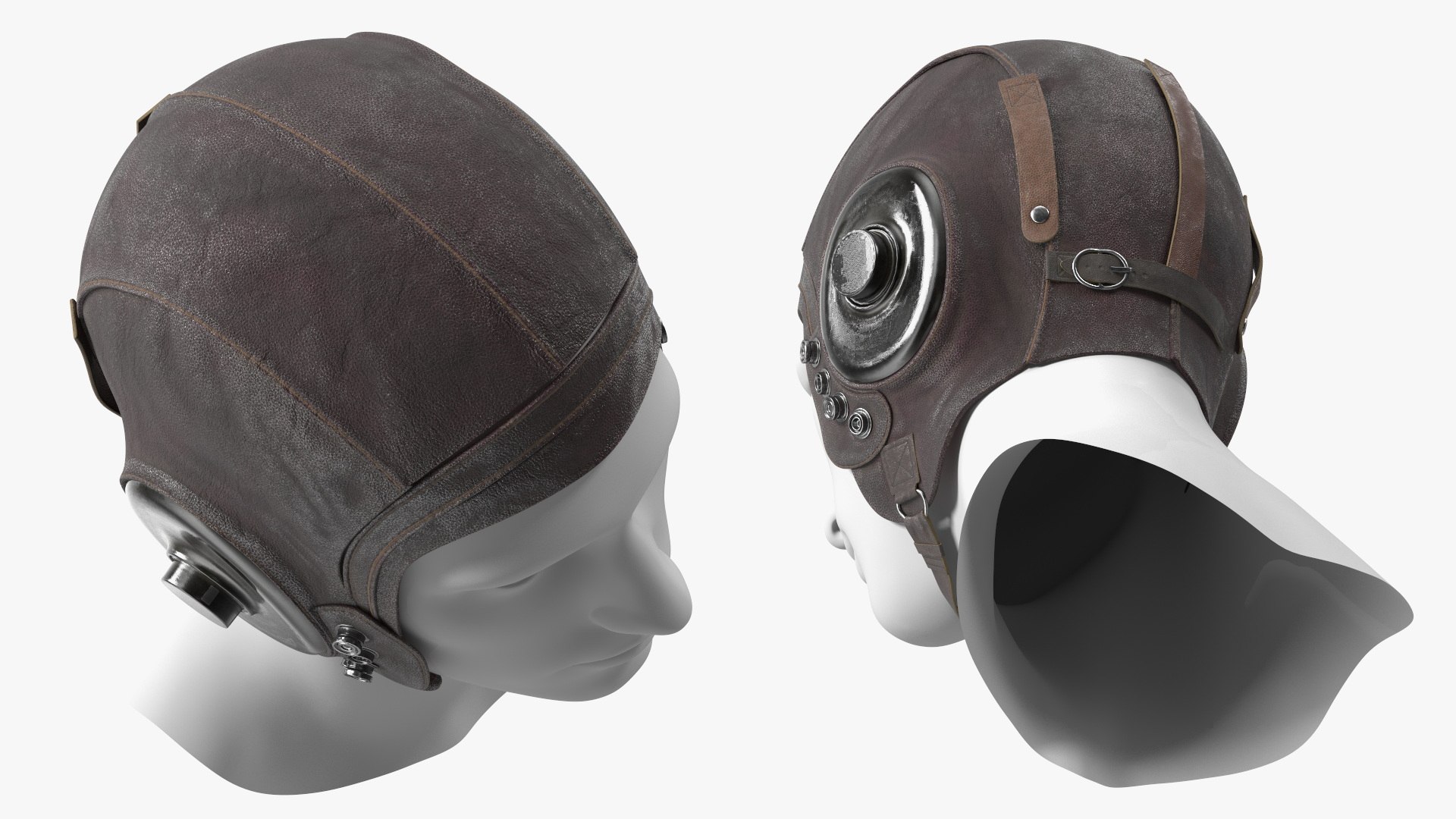 3D Worn Leather Pilot Helmet on Mannequin model - TurboSquid 2177522