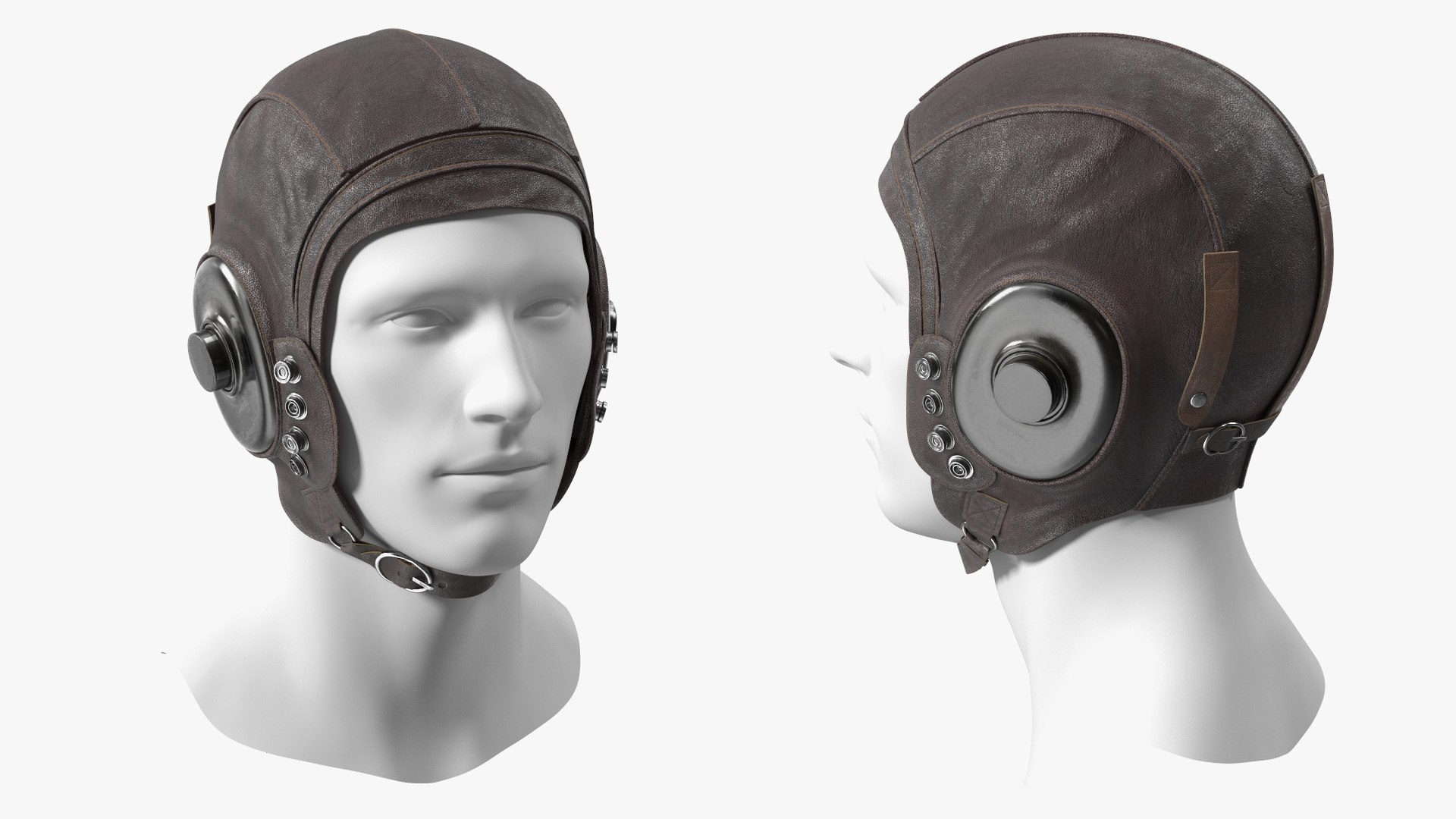 3D Worn Leather Pilot Helmet on Mannequin model - TurboSquid 2177522