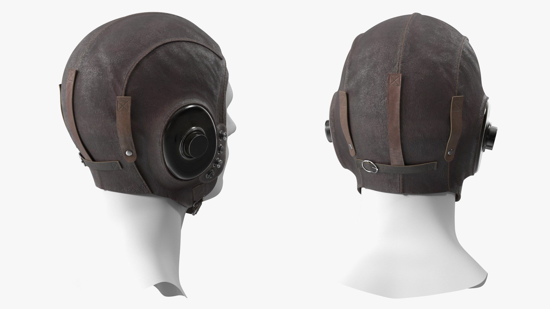 3D Worn Leather Pilot Helmet on Mannequin model - TurboSquid 2177522