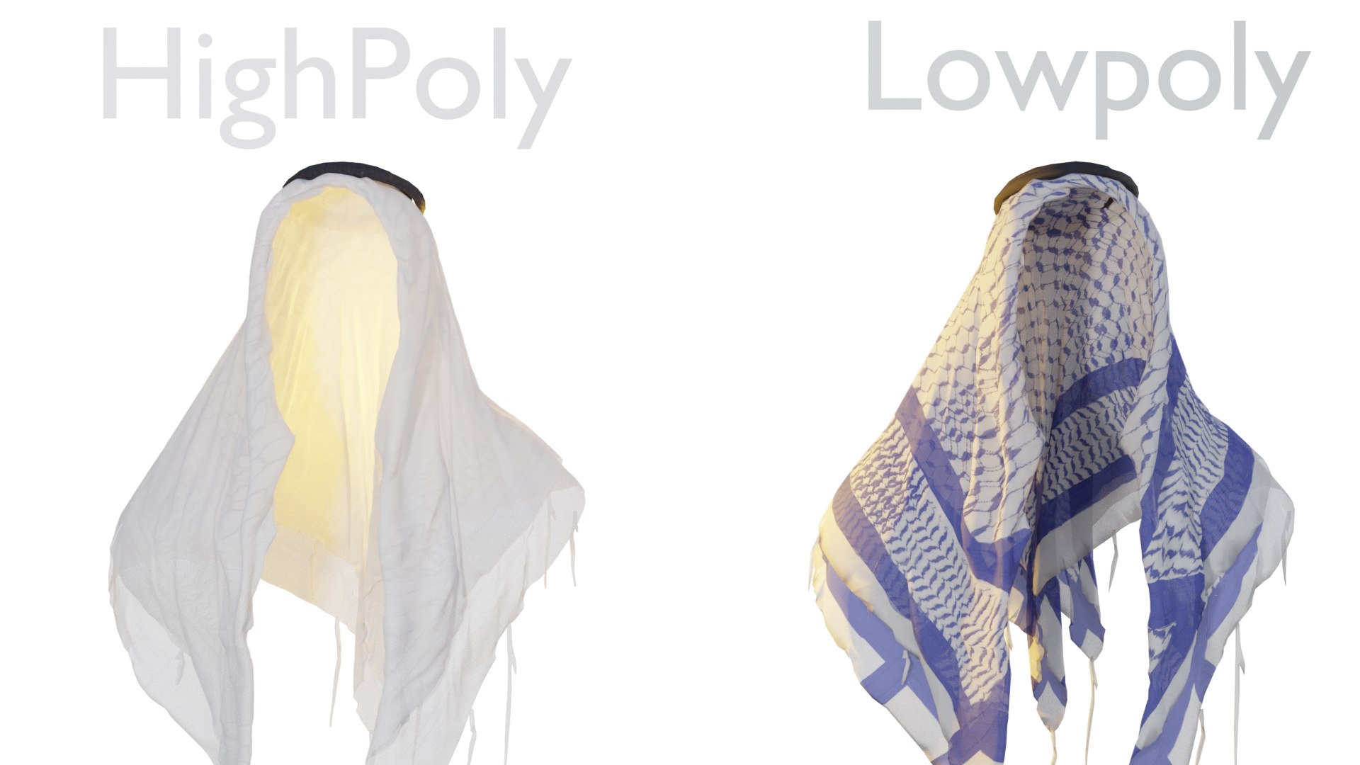 Kafia Shemagh Collection Highpoly And Lowpoly 3D - TurboSquid 1735862