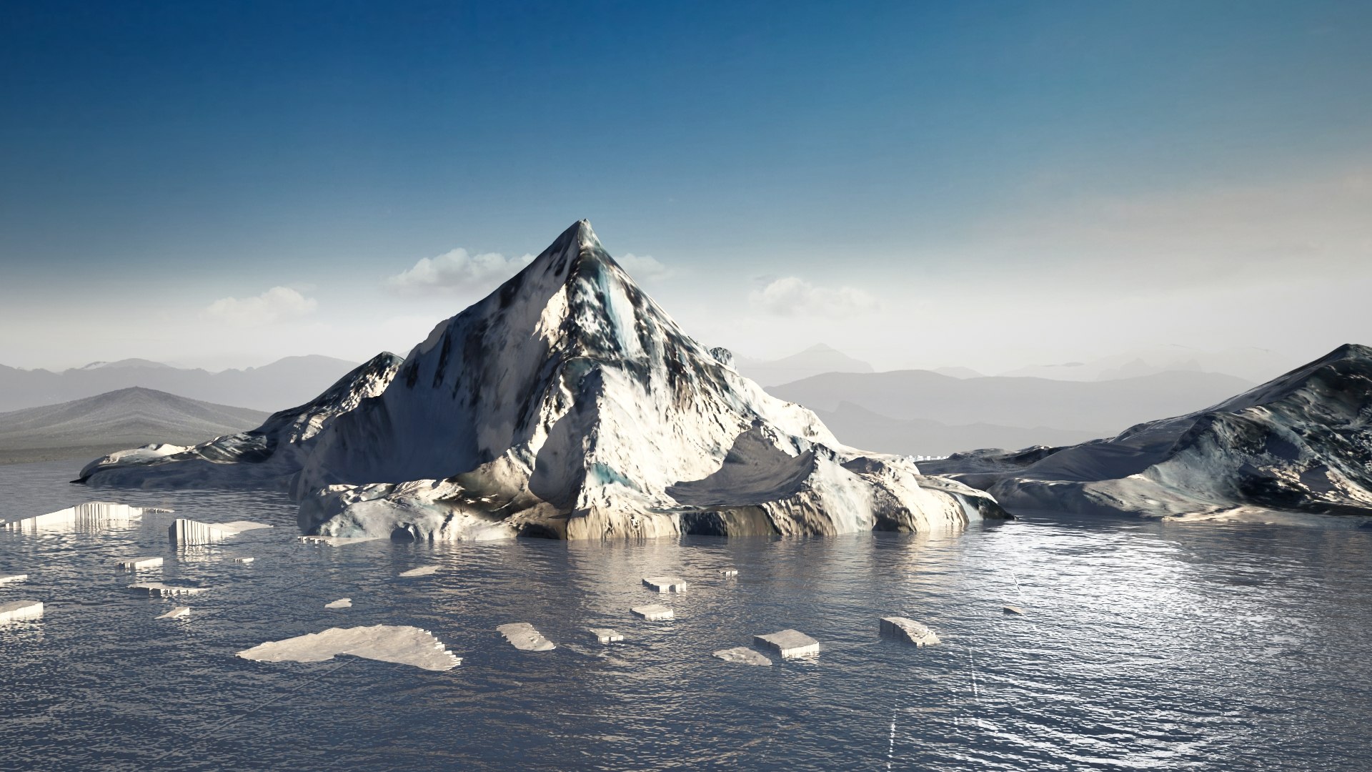 Icescape Mountain Snow Polar Pole Ocean Water Arctic Cold Model ...
