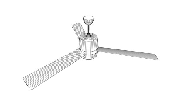 3D Real Size Modern Ceiling fan model - TurboSquid 1820199