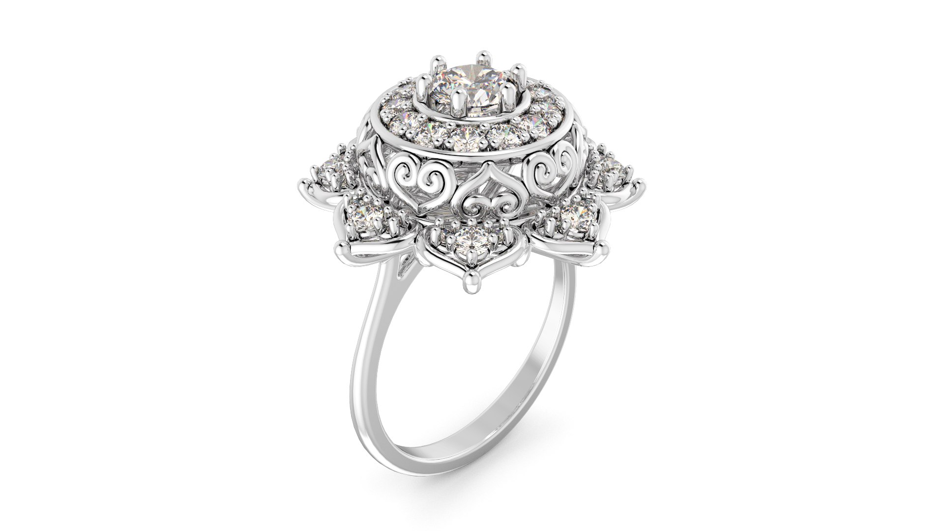 3D Engagement Ring High Setting Diamonds Model - TurboSquid 1926932