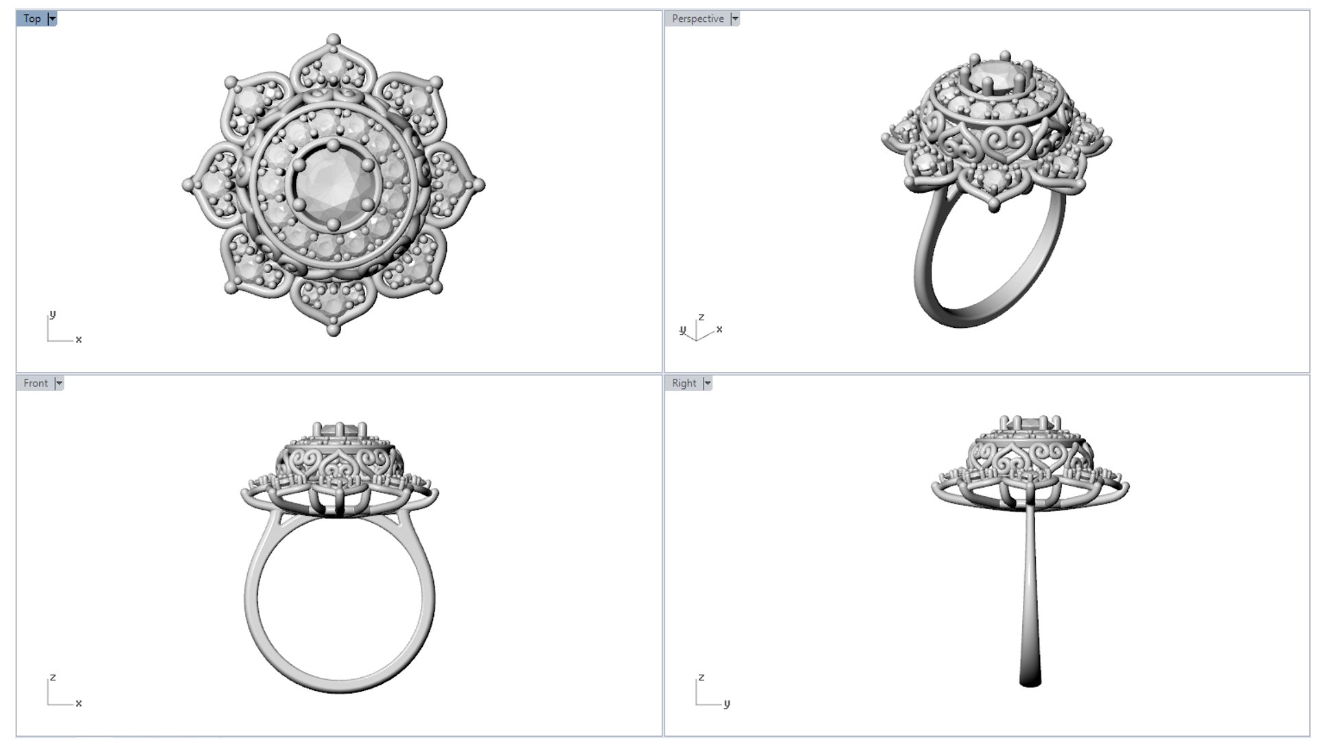 3D Engagement Ring High Setting Diamonds Model - TurboSquid 1926932