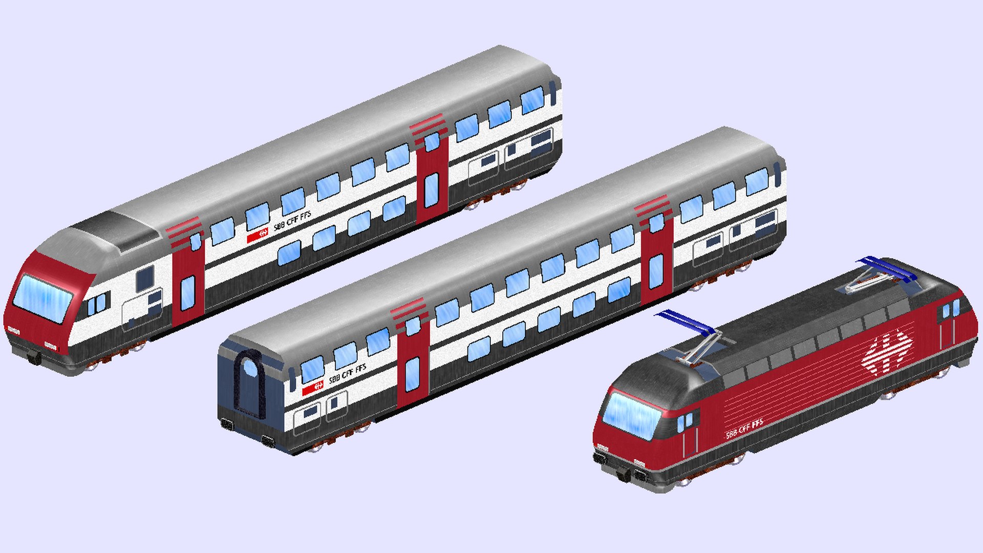 3D Model Swiss Ic2000 Passenger Train With Re 460 Locomotive ...