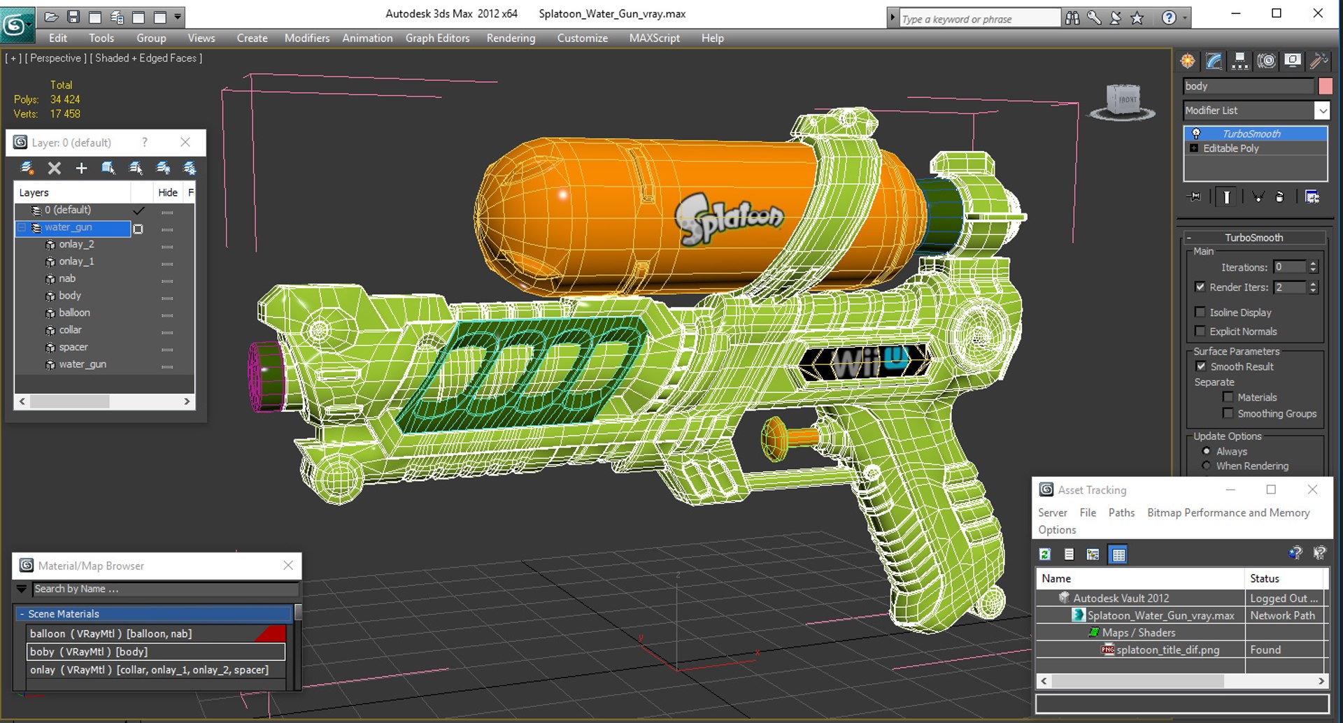 Splatoon water gun 3D model - TurboSquid 1304808