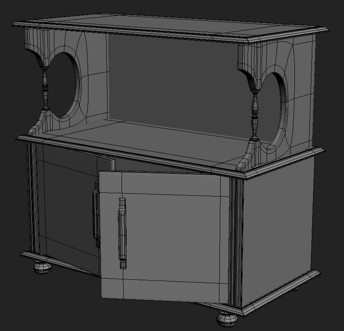 Old Television Table 3d Max