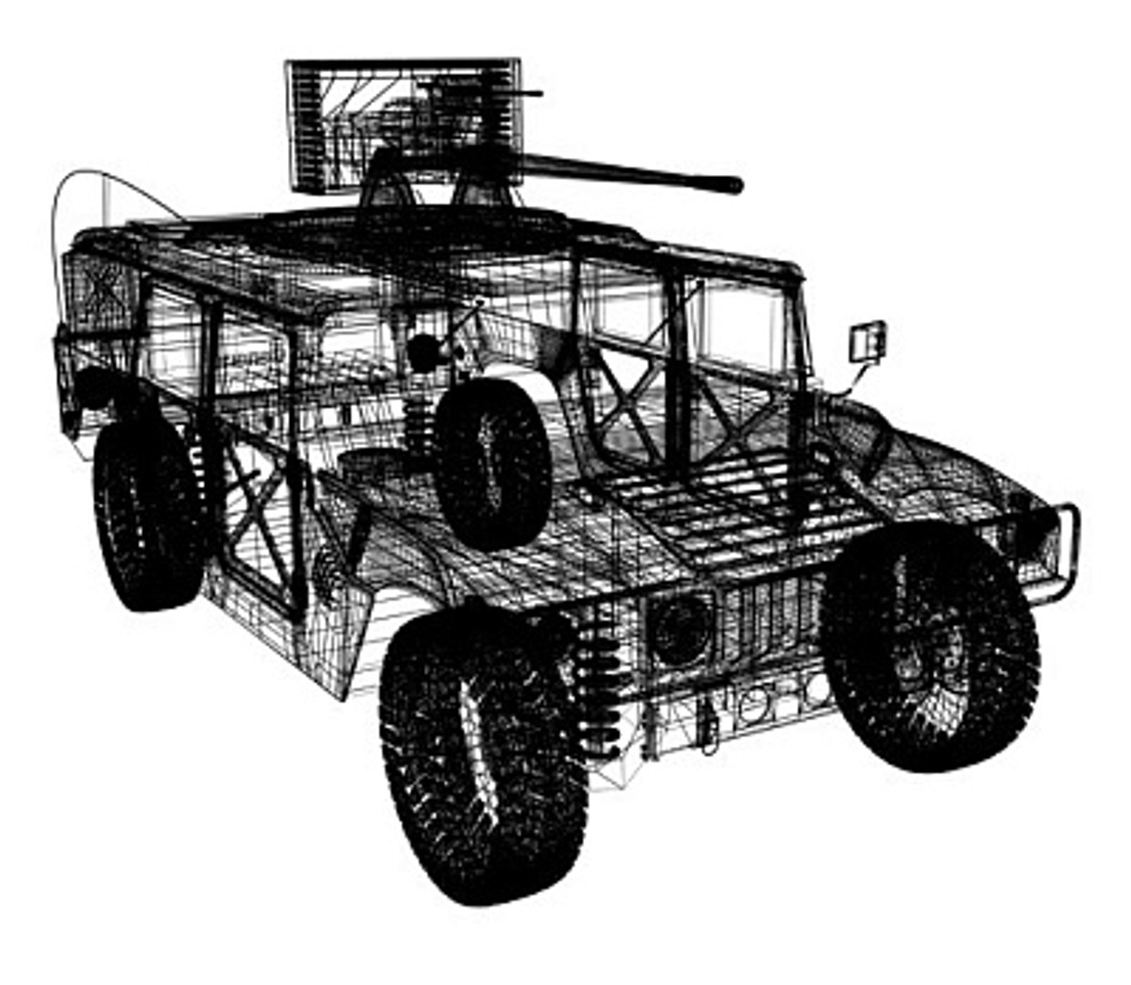humvee m242 bushmaster 3d model