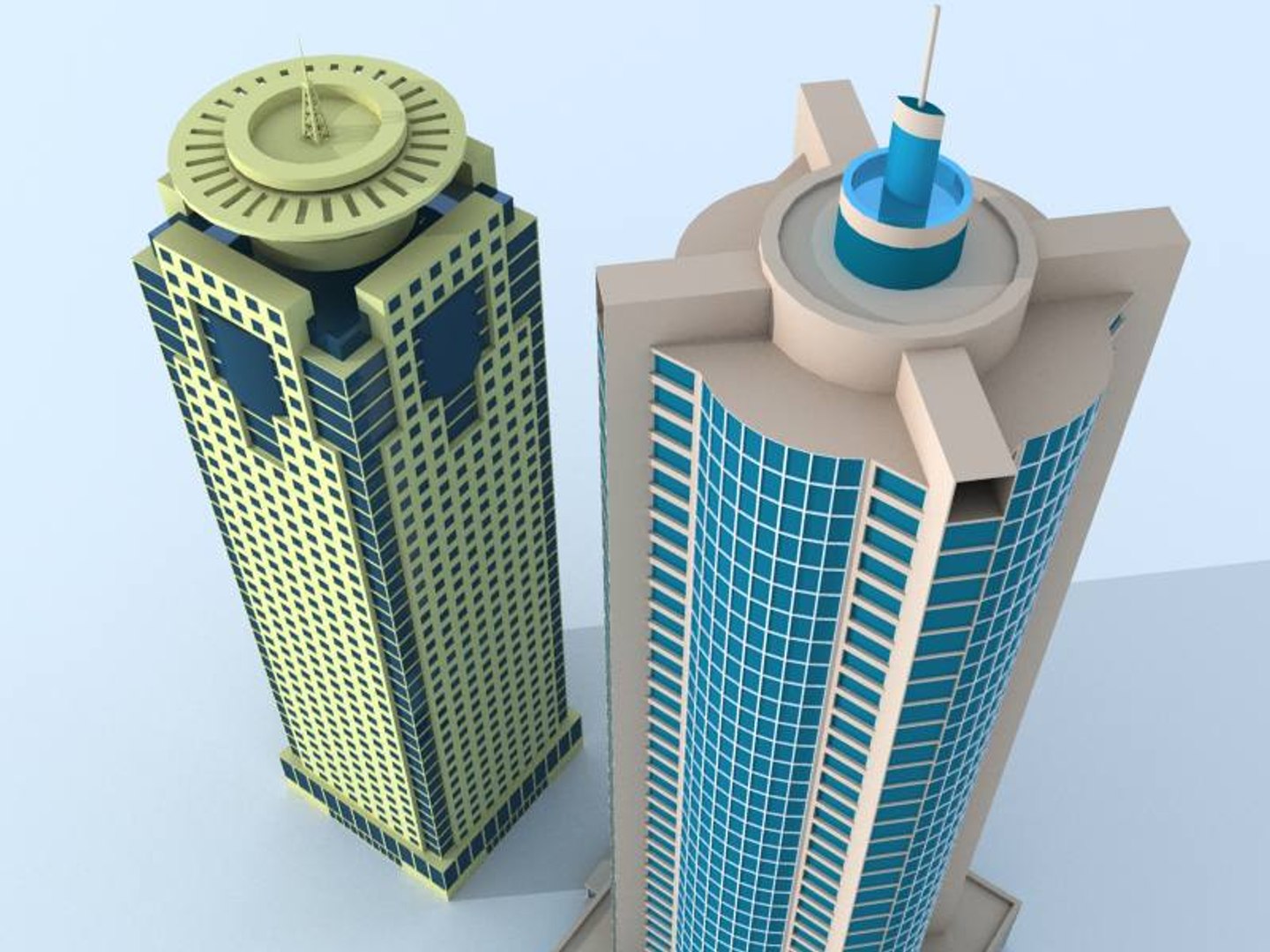 2 Shanghai Skyscrapers Buildings 3d Model