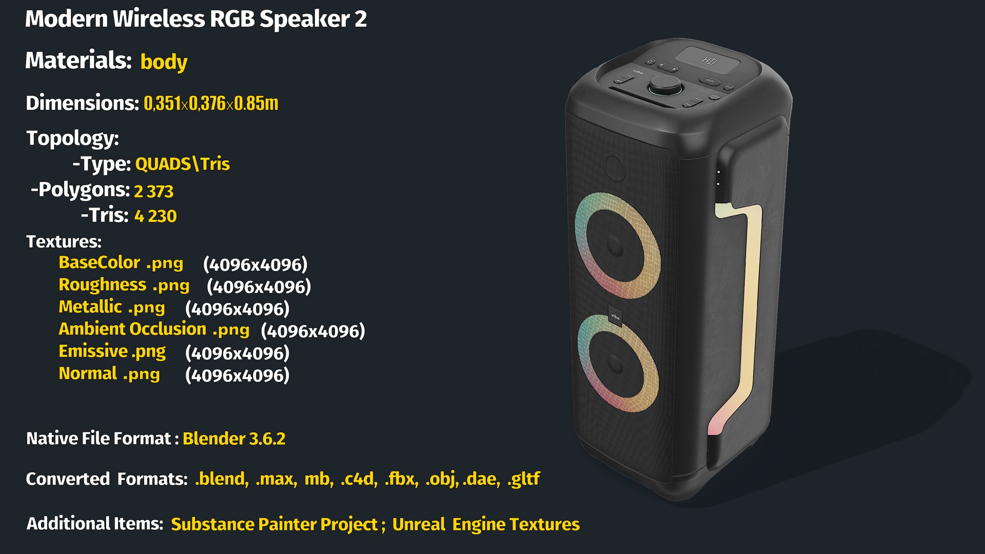 Modern Wireless RGB Speaker 2 Model - TurboSquid 2117427