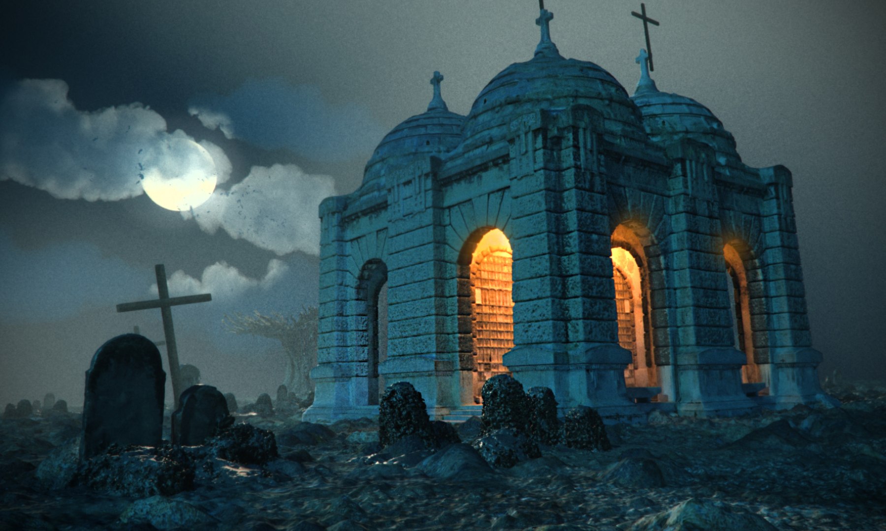 Haunted Abandoned Cemetery Model - TurboSquid 1997202