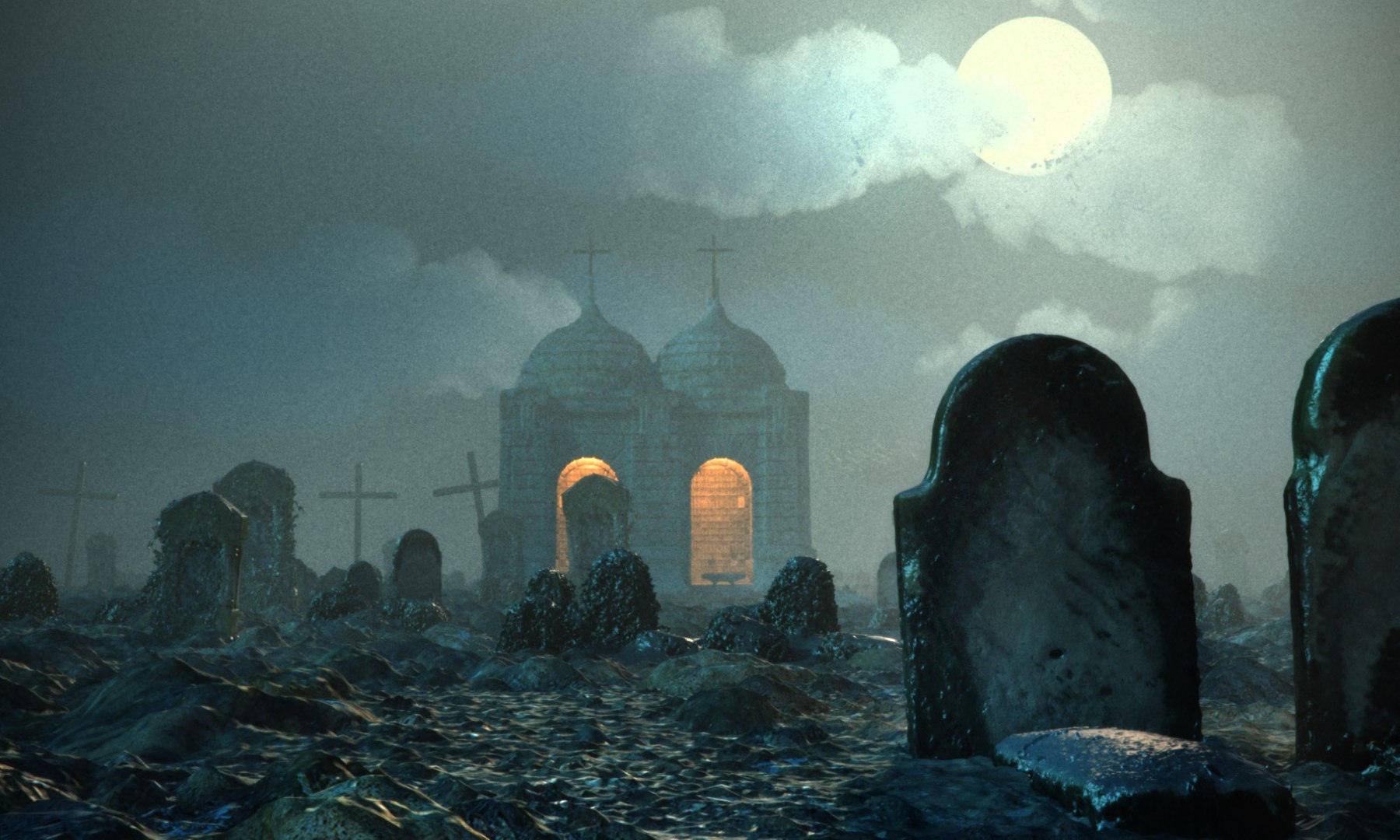 Haunted Abandoned Cemetery Model - TurboSquid 1997202