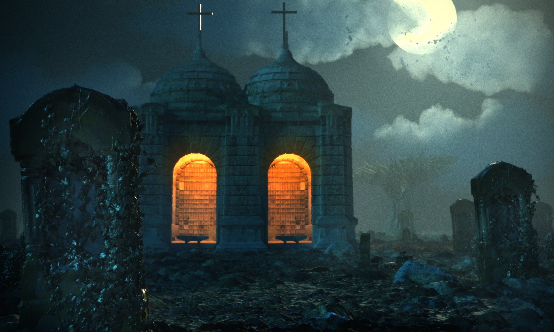 Haunted Abandoned Cemetery Model - TurboSquid 1997202