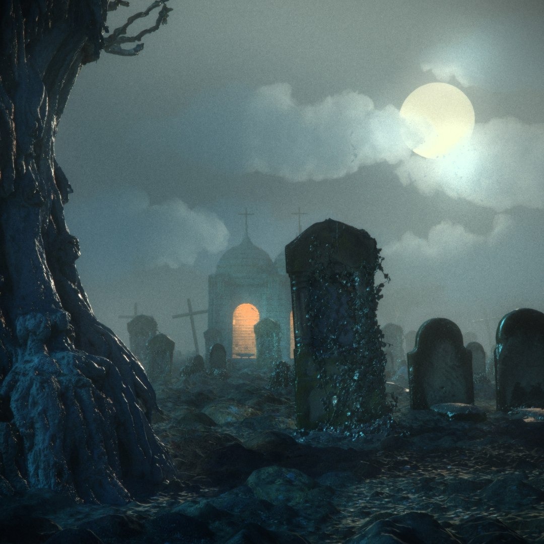 Haunted Abandoned Cemetery Model - TurboSquid 1997202