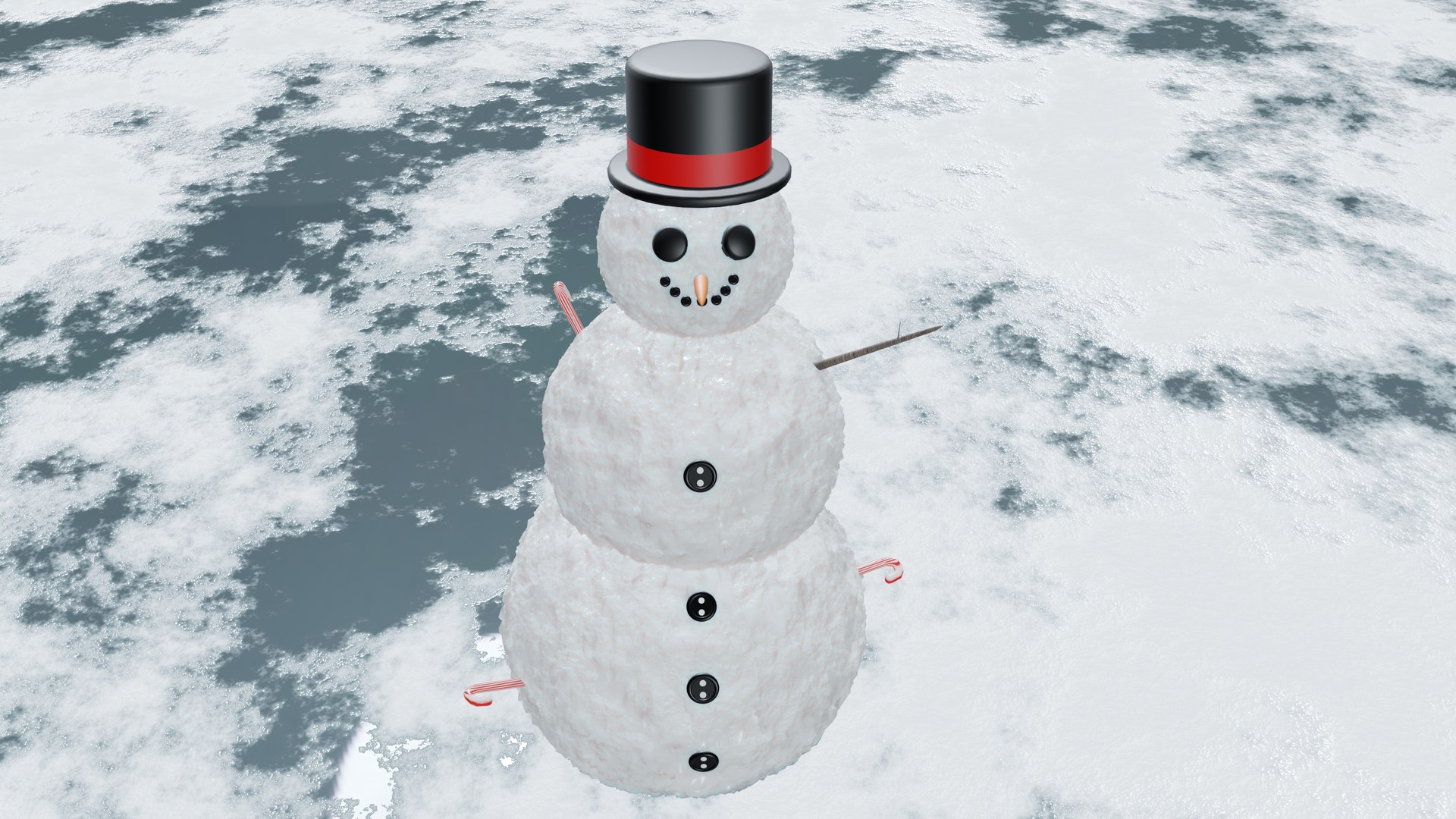 Snowman With A Hat 3D Model - TurboSquid 1990324