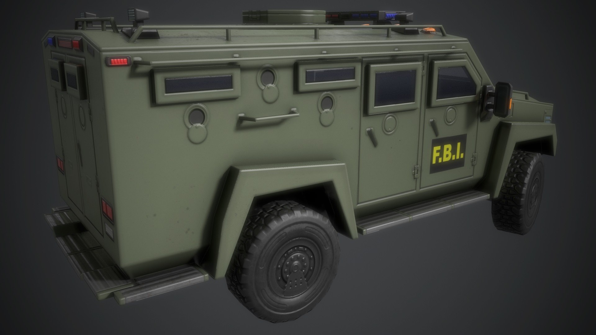 3D Car Armored Green Fbi Model - TurboSquid 1421507