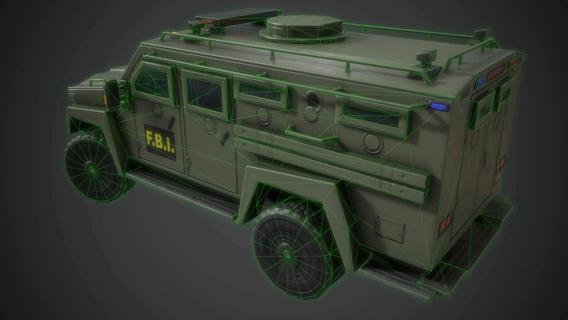 3D Car Armored Green Fbi Model - TurboSquid 1421507
