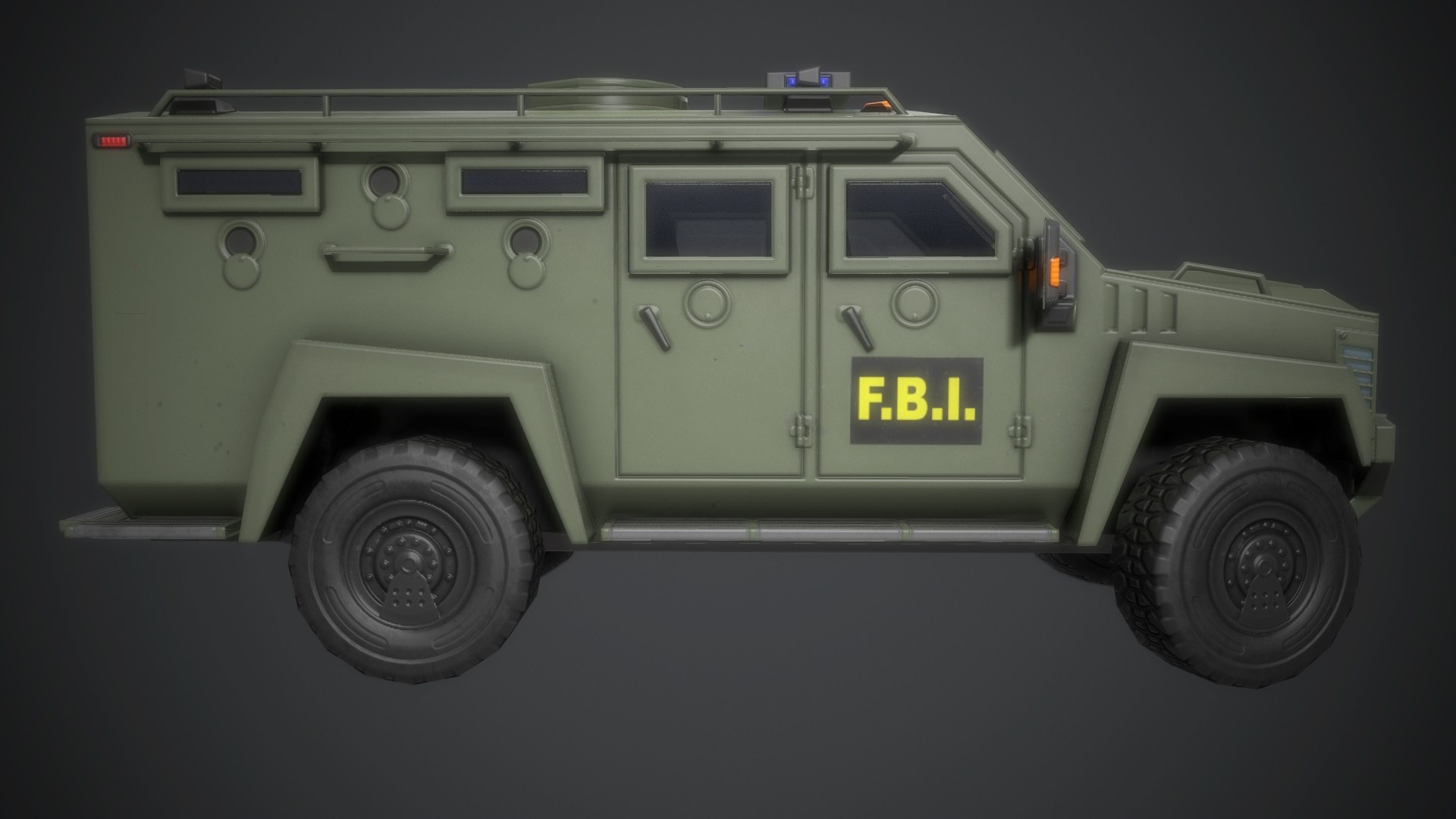 3D Car Armored Green Fbi Model - TurboSquid 1421507