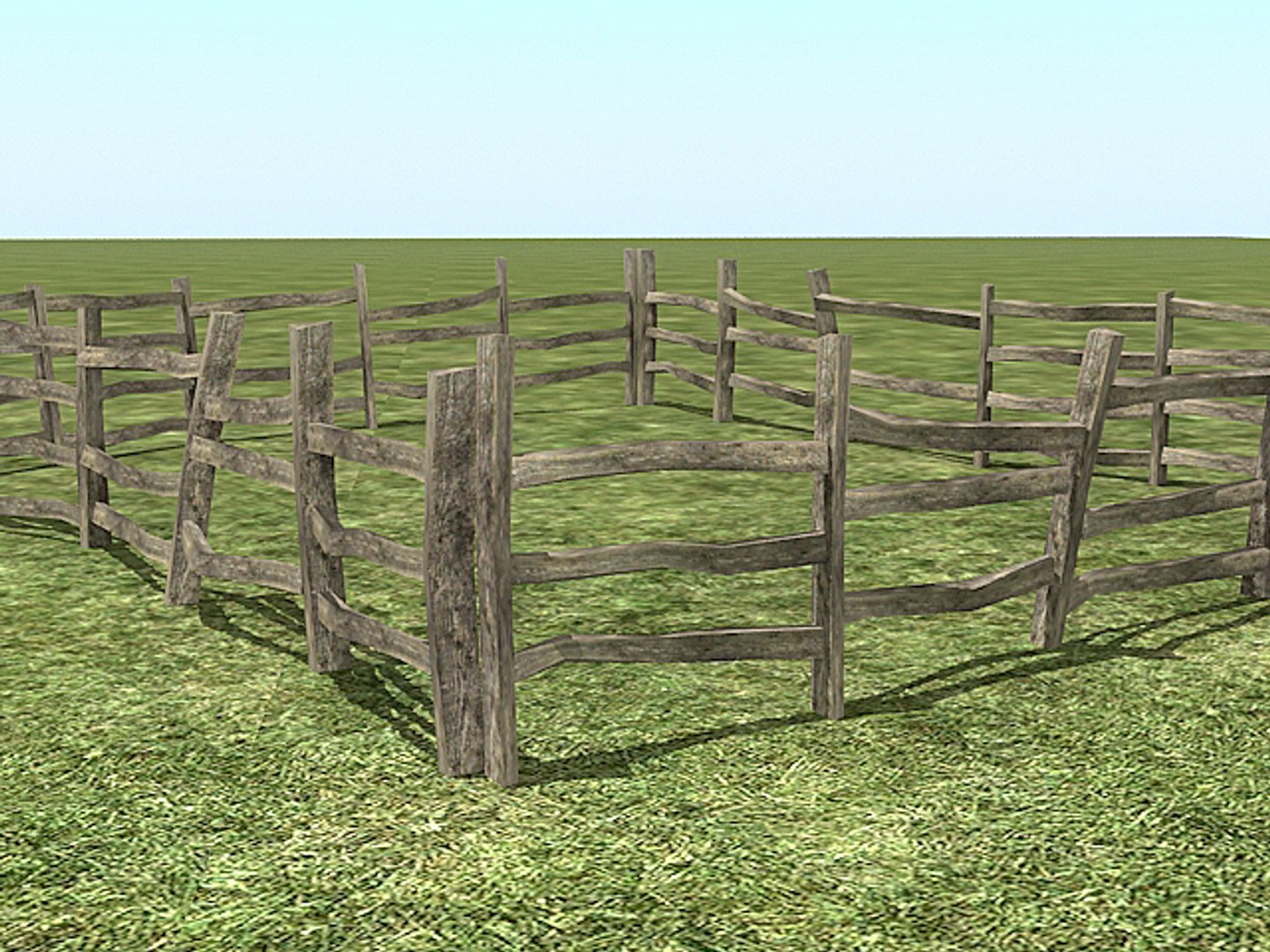 3d Wooden Fence 8 Model