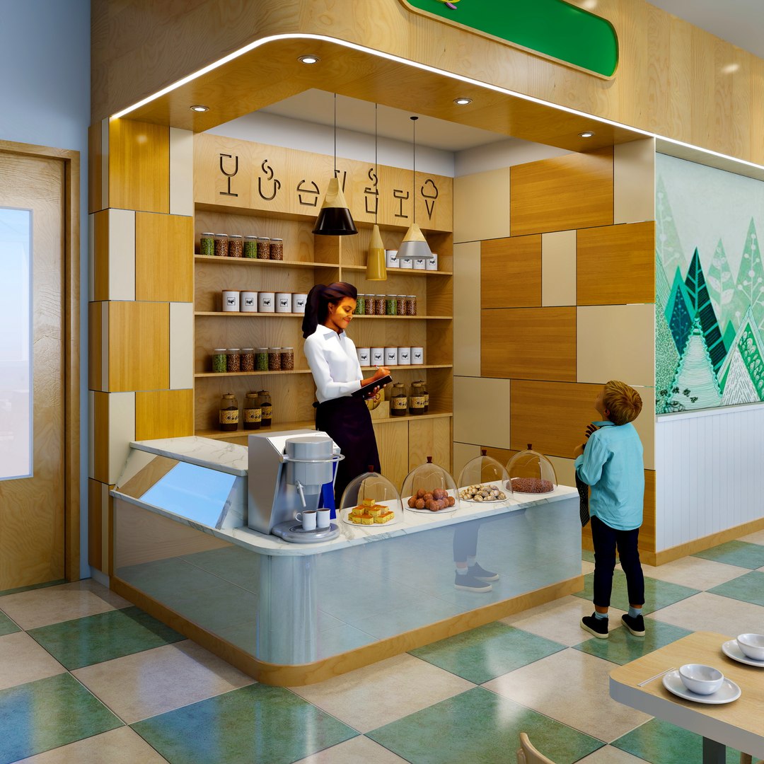 Modern Kids Restaurant Kindergarten - Stylish School Cafeteria 3D Model ...