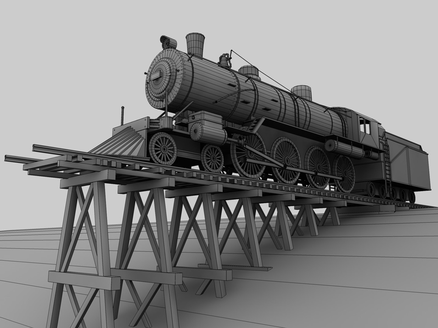 3d model steam rail way