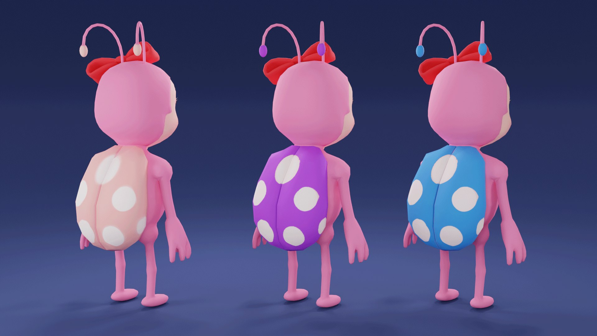 Cute Stylized Pink Blue Purple Ladybug Fully Rigged 3D Model ...