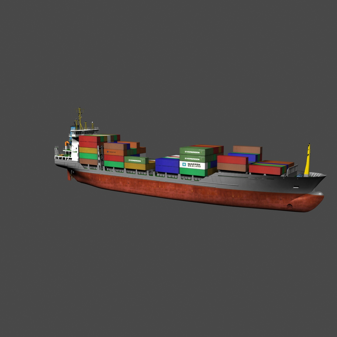 3d container ship