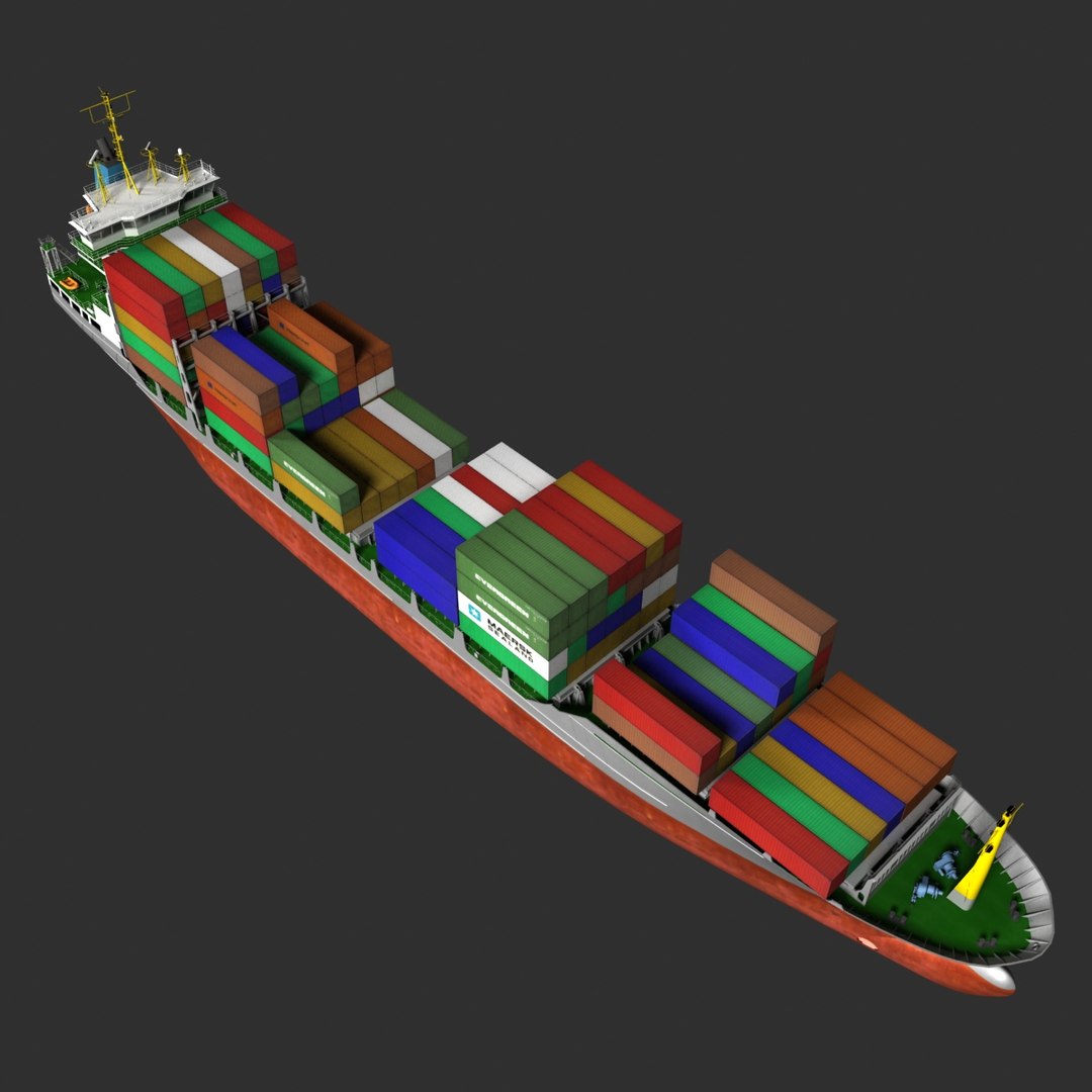 3d container ship