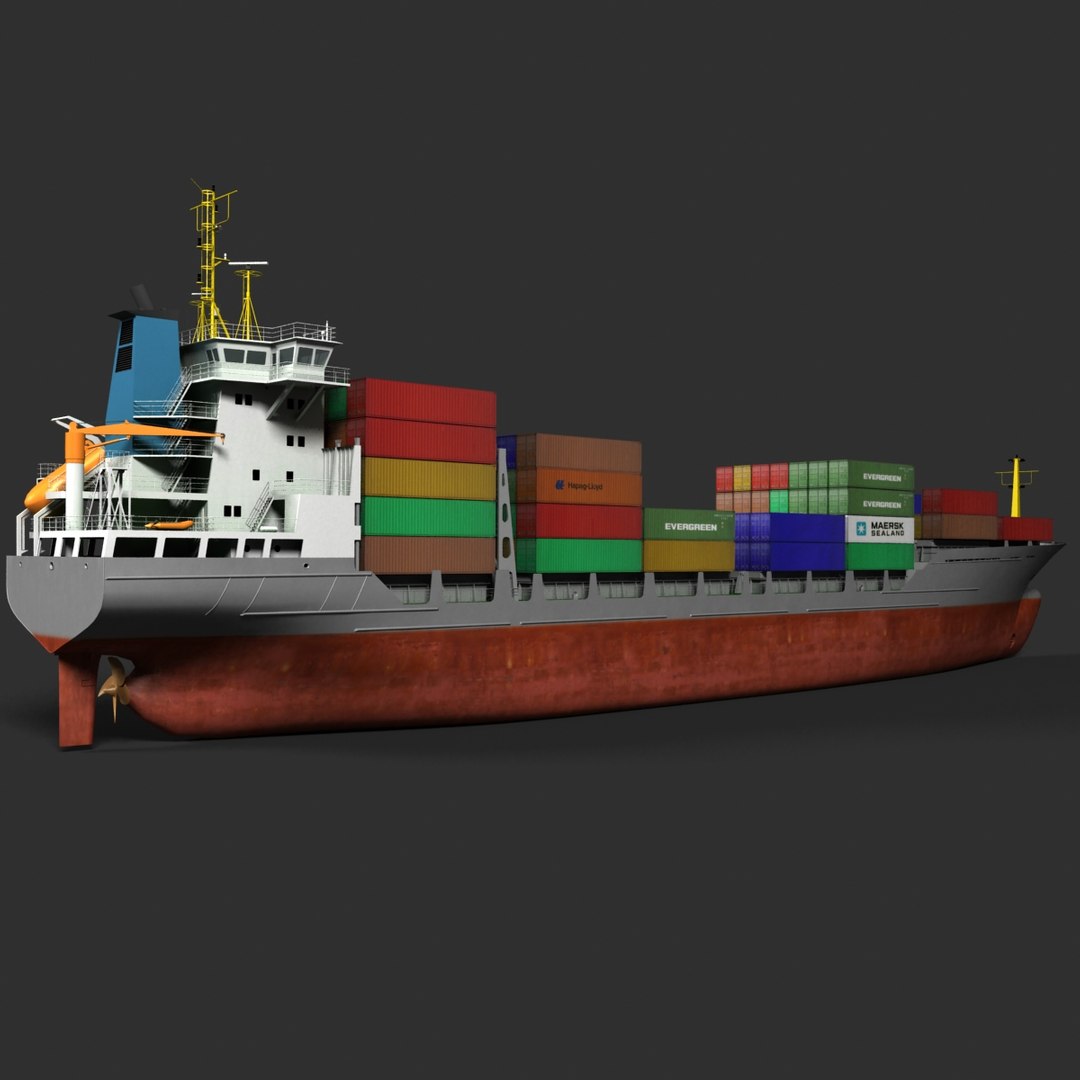 3d container ship