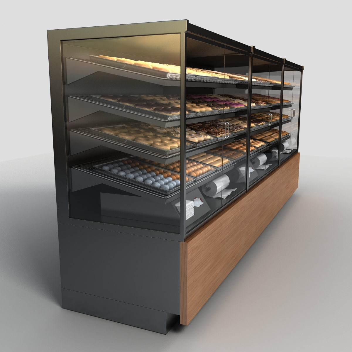 3d bakery case doughnuts bagels