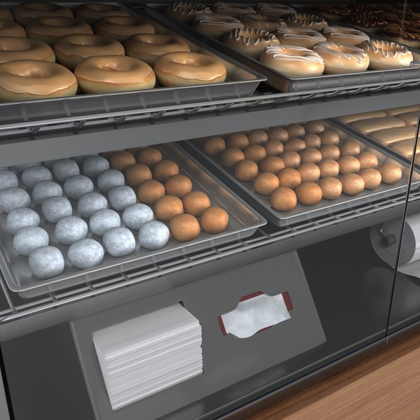 3d bakery case doughnuts bagels